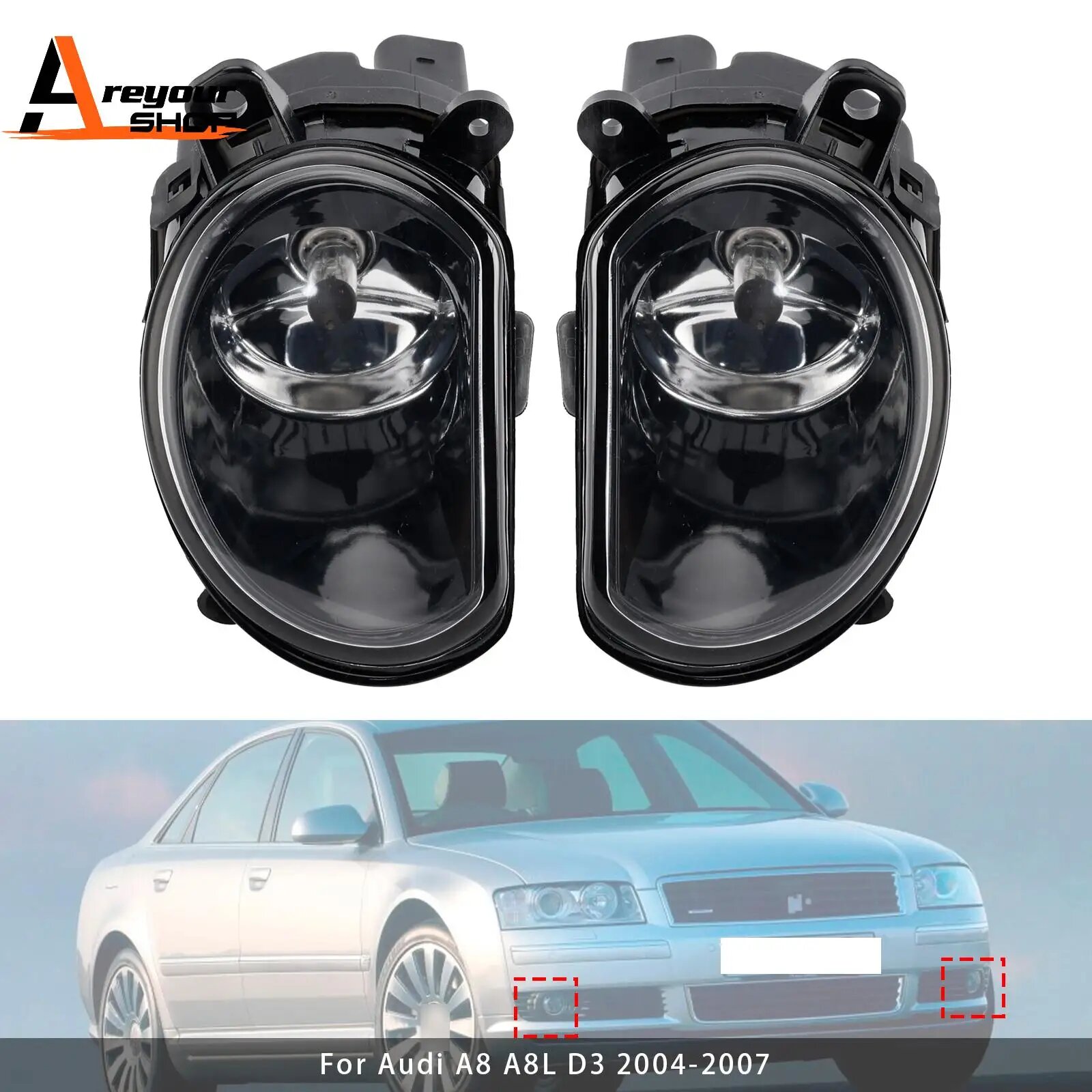 Пара противотуманных фар переднего бампера для Audi A8 D3 2004 2005 2006 2007 4E0941700A