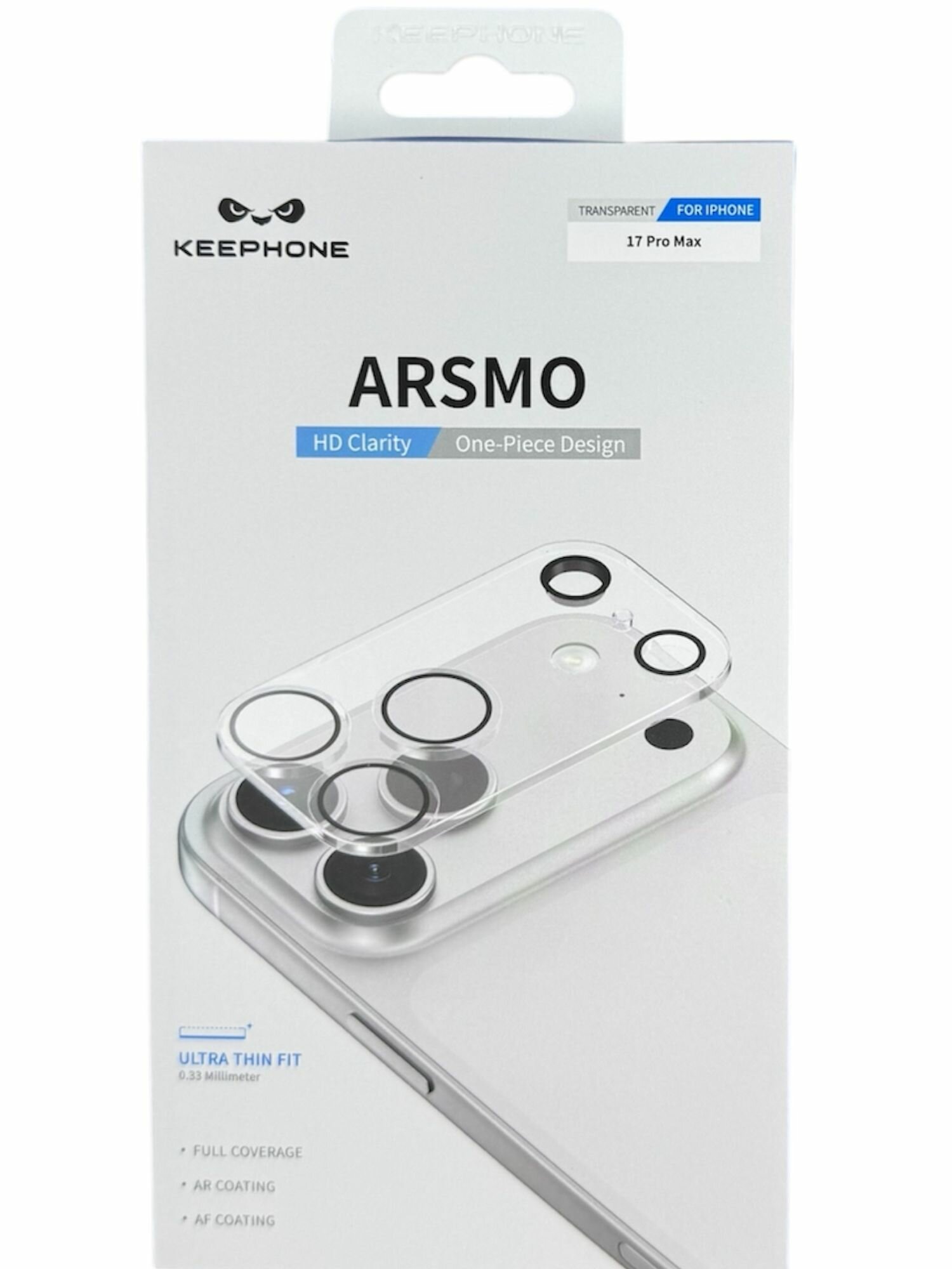 Защитные Линзы KEEPHONE ARSMO на всю камеру для телефона iPhone 17 Pro Max, PREMIUM camera lens, цвет Transparent (прозрачные)