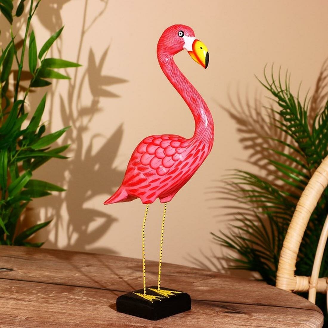 Статуэтка Сима-ленд «Фламинго» Indonesian style, дерево, металл, 42 см