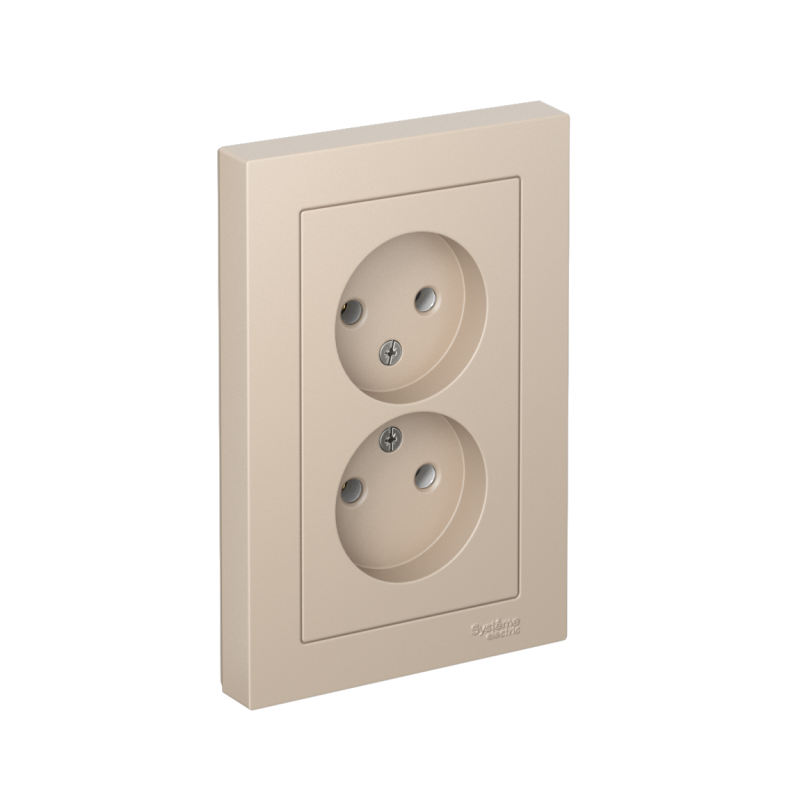 Розетка 2-м. AtlasDesign 16А без заземл. в сборе песочн. SE ATN001220-10 шт