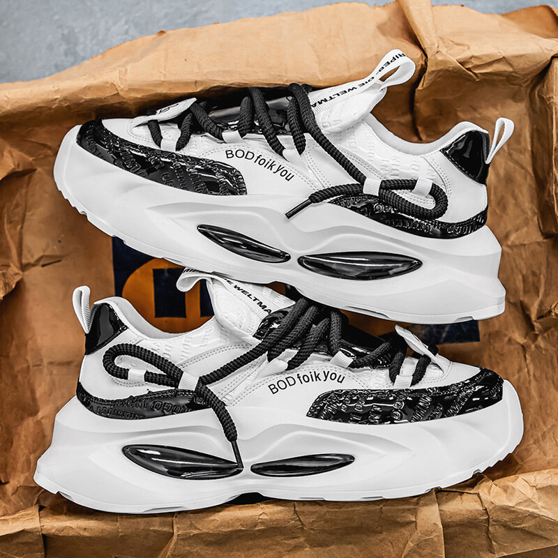 LUO Обувь мужская Осенняя для подростков Высокая обувь нагретая/white and black