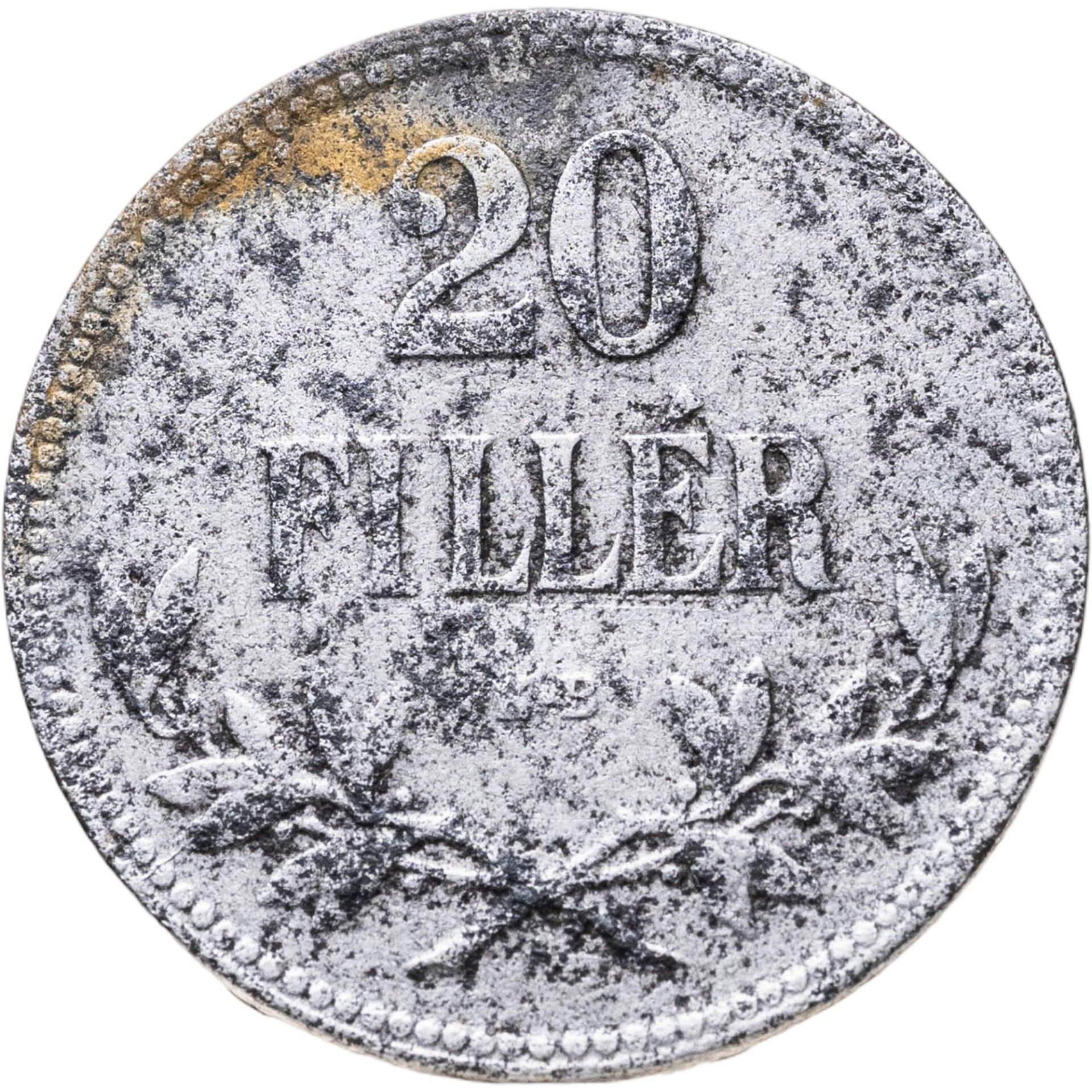 Венгрия 20 филлеров filler 1917, Сталь, в сохранности VF