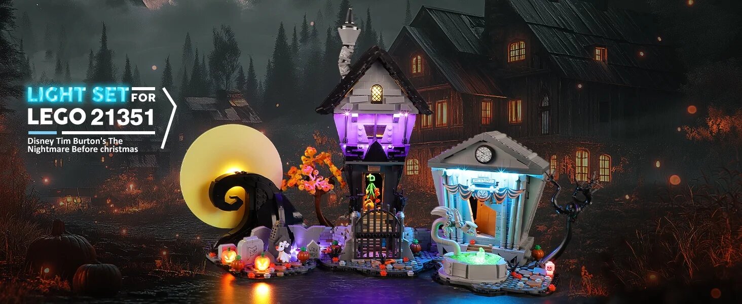 Светодиодный светильник Hprosper для LEGO 21351, декоративная лампа Disney Tim Burton «Кошмар перед Рождеством» с батарейным блоком