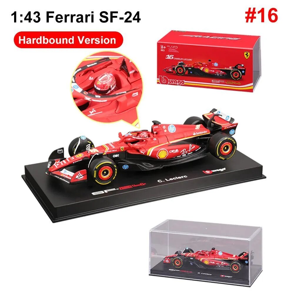 Новый продукт Bburago 2024 1:43 Ferrari SF-24 F1 #1 и #11, миниатюрная гоночная модель из сплава, игрушки