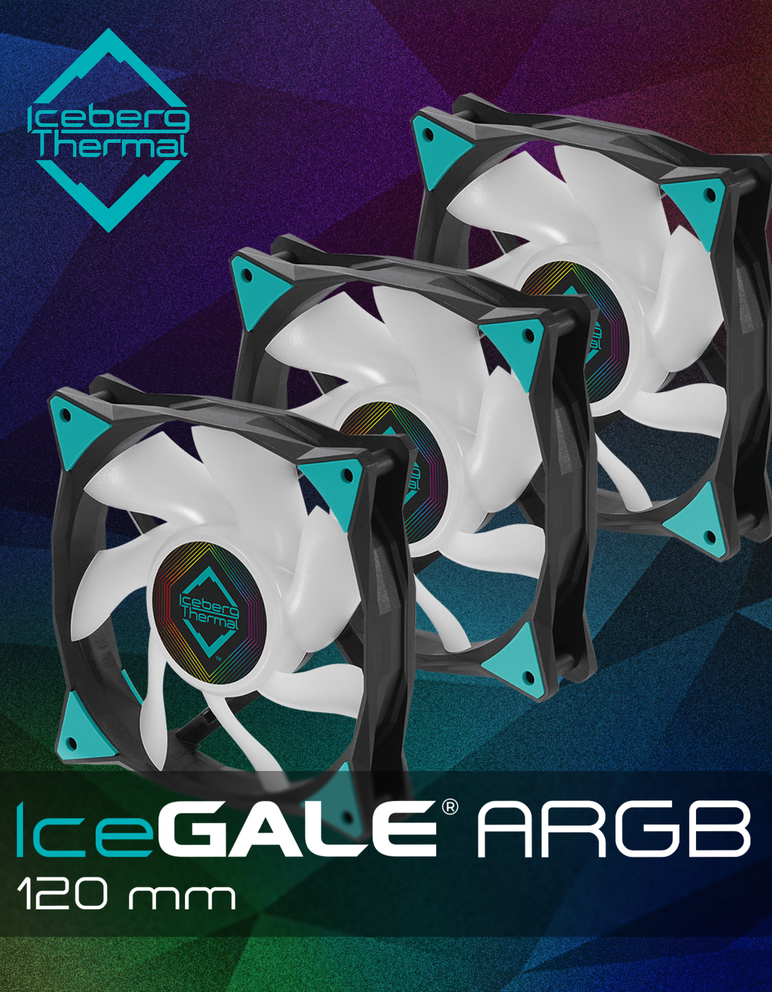 Вентиляторы для корпуса Iceberg Thermal IceGALE 120 A-RGB Black, 3 шт.