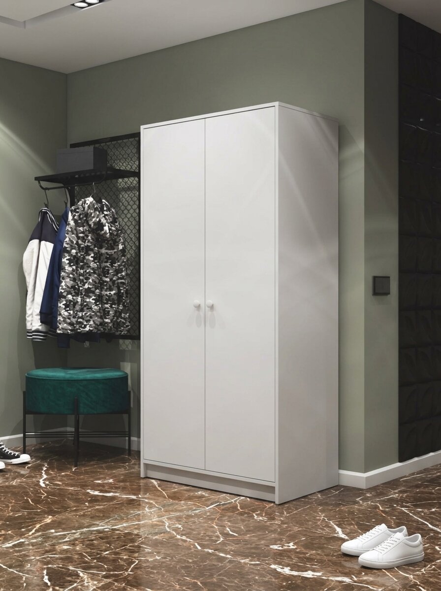 Шкаф икеа KLEPPSTAD, распашные двери, белый, 79 x 117 x 55 см