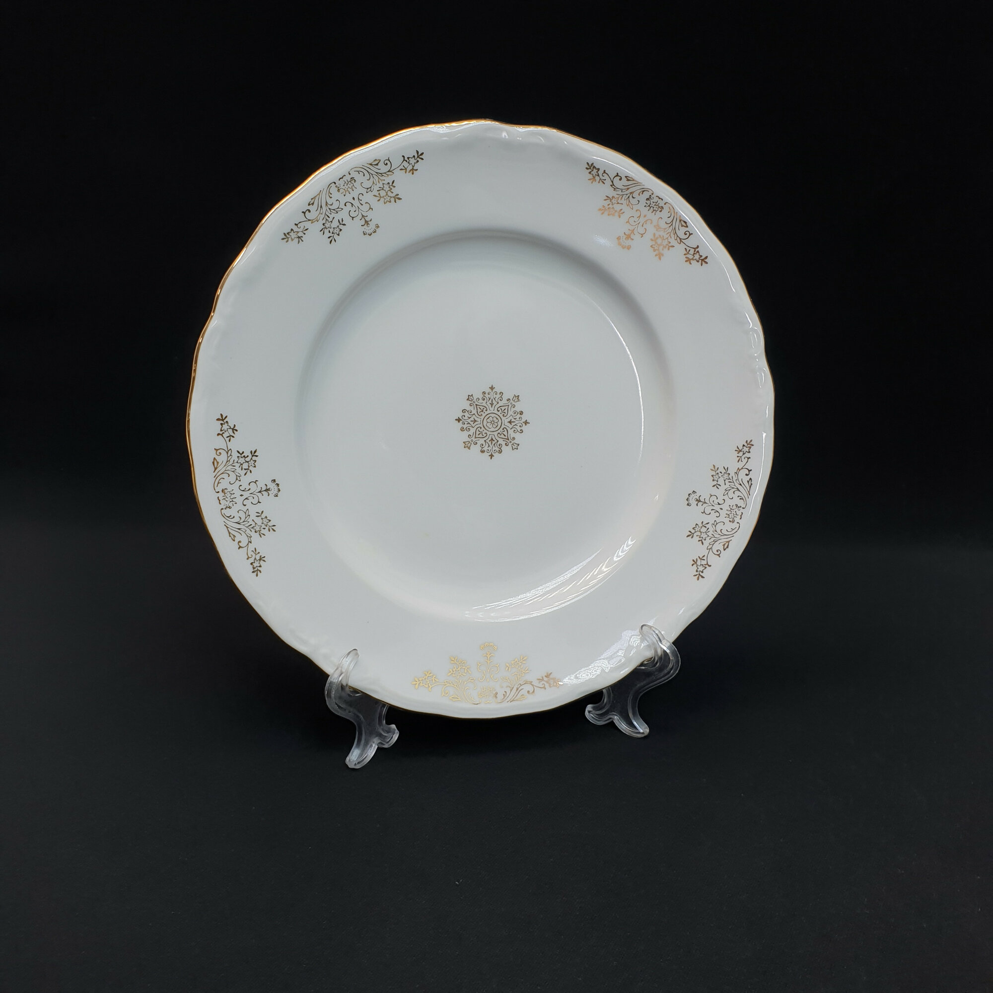 Винтажная столовая тарелка Eplana, фарфор золочение 225 мм, Чехословакия