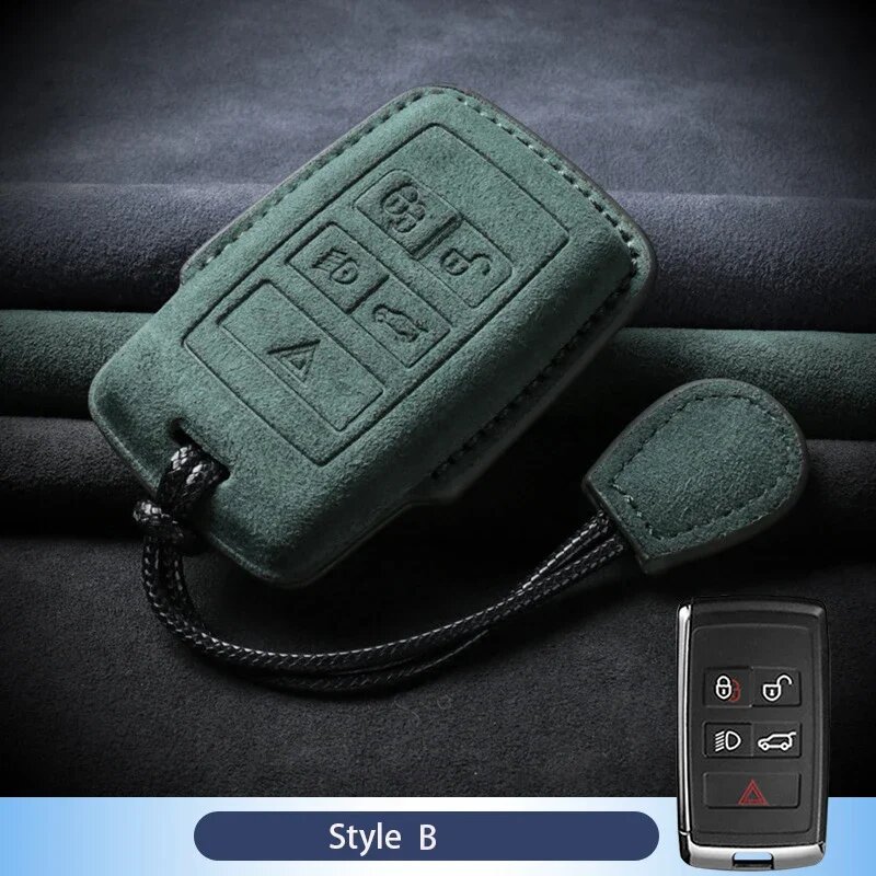 Замшевый кожаный чехол для ключей от автомобиля Land Rover Range Rover Evoque Green B1, For Jaguar
