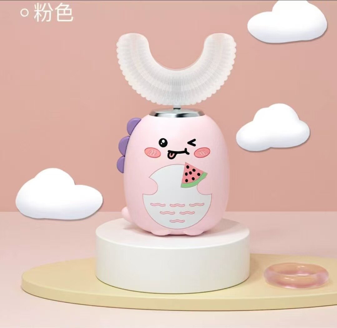 Детская электрическая зубная щетка, портативная для домашнего использования, для детей 3-12 лет, для чистки полости рта, детская силиконовая U-образная зубная щетка