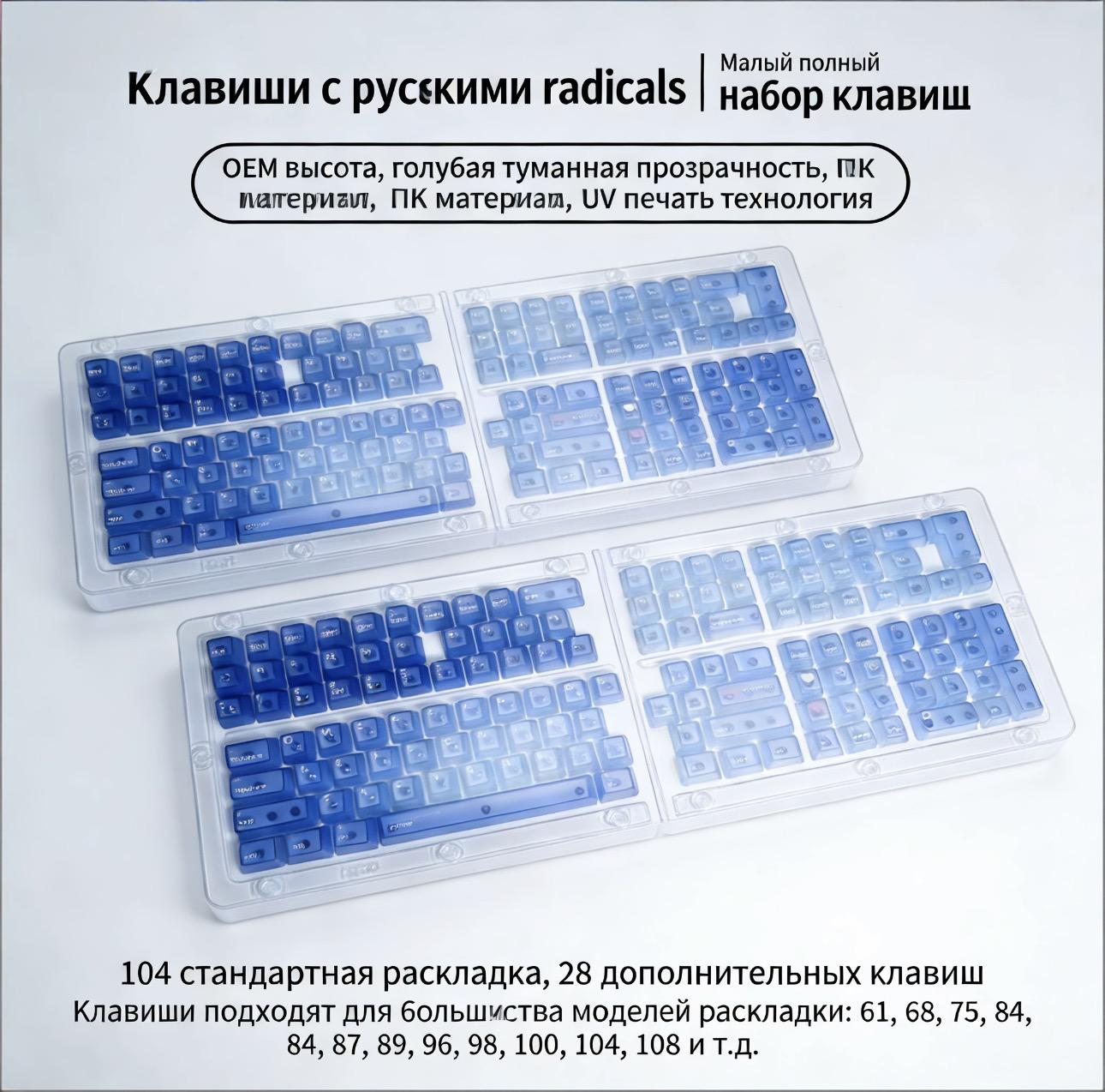 Кейкапы OEM, для механических клавиатур, русские, прозрачные