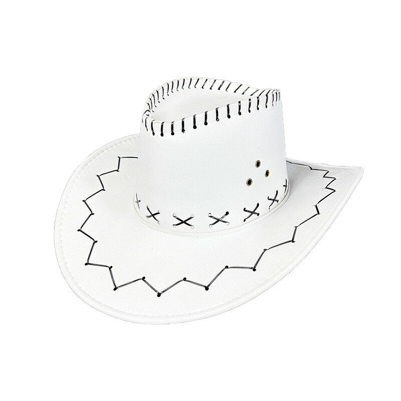 Cowboy hat made of fabric for summer costume accessories and outdoor events, white