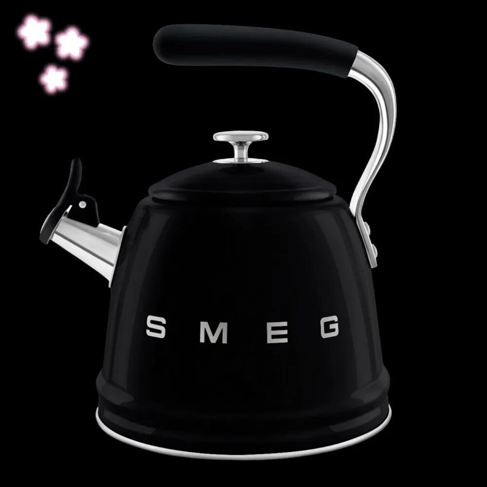 Чайник SMEG CKLW2001BL со свистком 2.3 л черный для газовых, индукционных и электрических плит