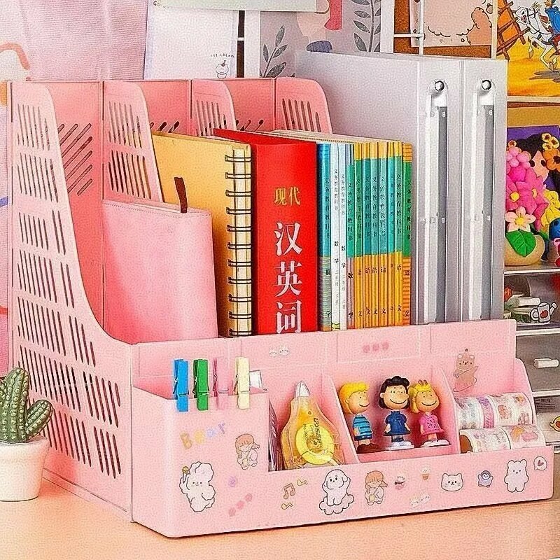 Органайзер для канцелярии и книг, настольная подставка с отсеками для учебников, тетрадей А4, ручек и канцтоваров, школьный лоток для стола ученика, студента или учителя