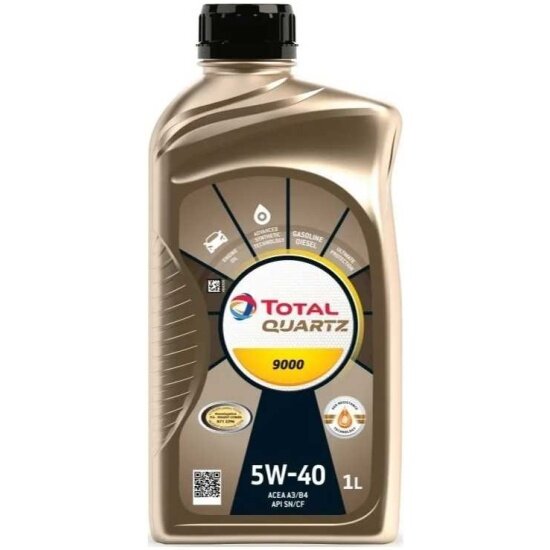Моторное масло Total QUARTZ 9000 5W-40 синтетическое 1 л, 213764