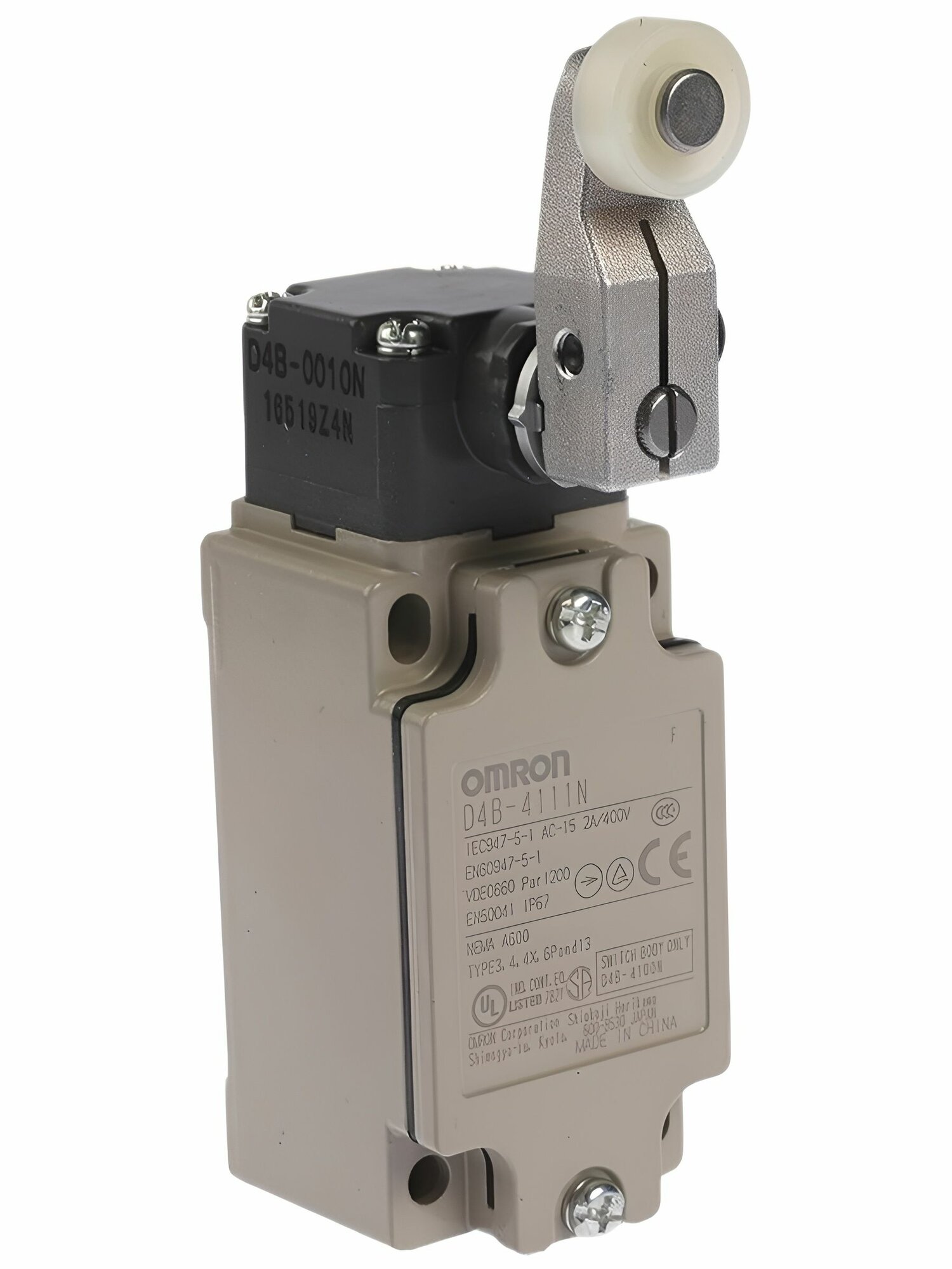 D4B-4111N, Концевой выключатель безопасности, рычаг с роликом 17.5мм диаметр, SPDB NO/NC, пр-ль Omron