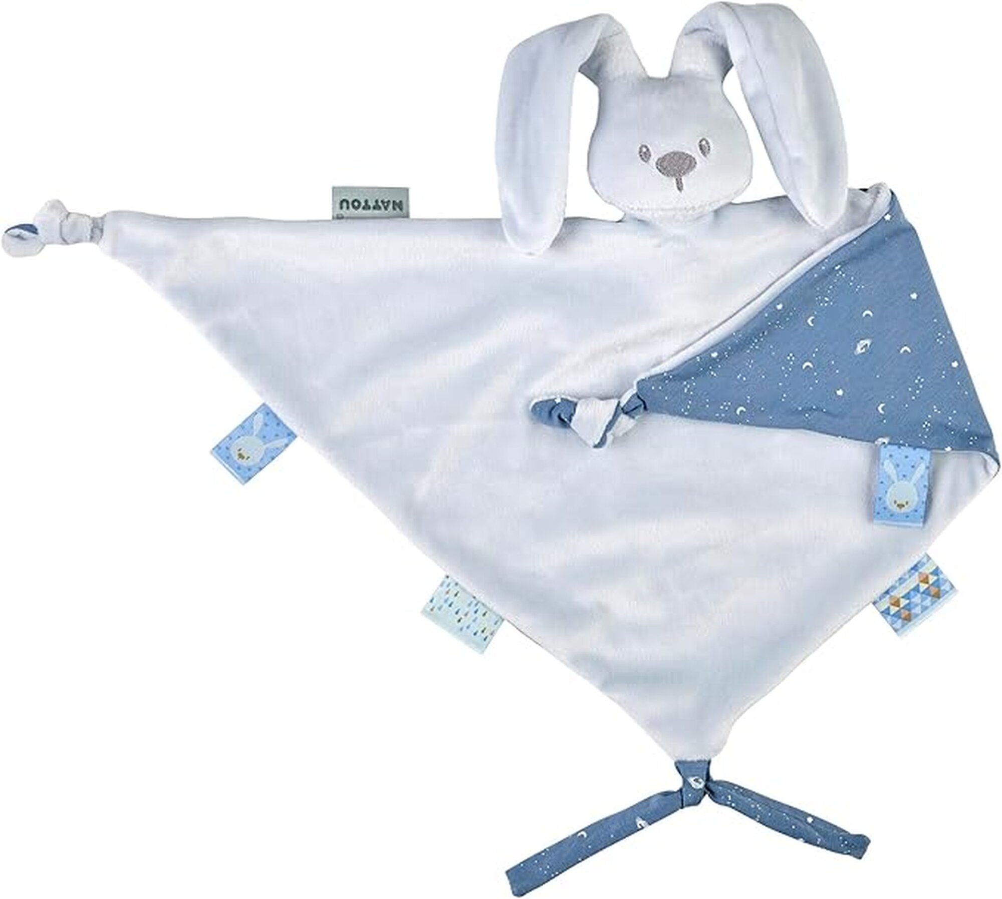 Мягкая игрушка Nattou - Кролик-комфортер синий, светится в темноте 65 см - 875806