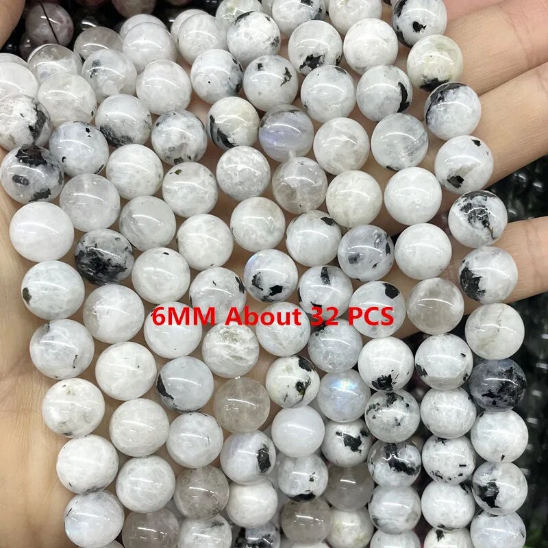 Лунный камень бусины для ювелирных изделий SYSRXLR 6MM About 32 PCS
