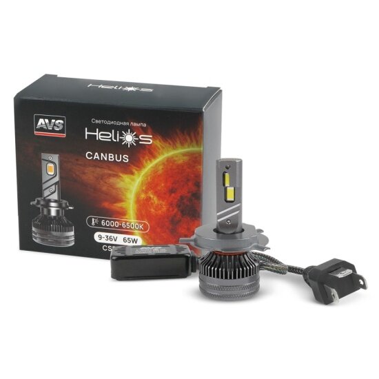 Светодиодная лампа Avs Helios H4/Н19, 9-36V, 65W, 2 шт.