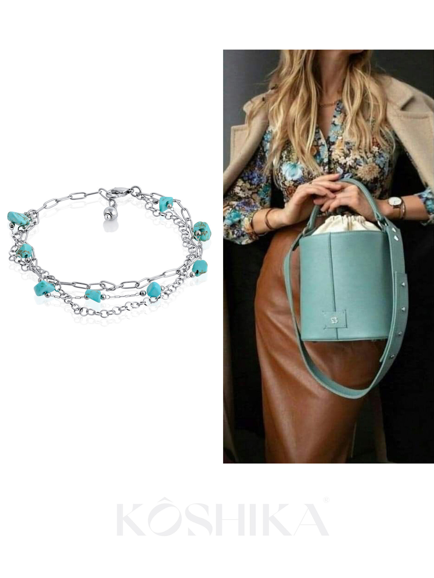 Браслет, бирюза