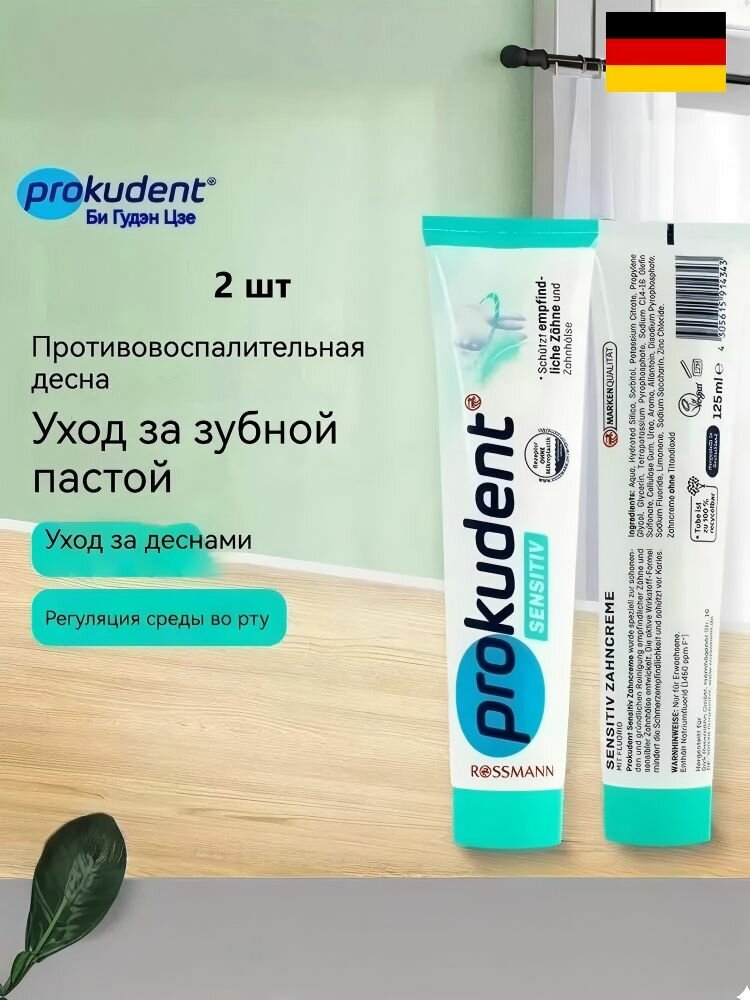 Зубная паста Prokudent травяная с фтором 125 мл, уход за полостью рта и защита зубов и десен 2 шт