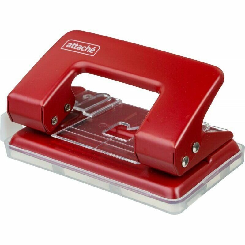 Дырокол 10 листов, металлический, красный