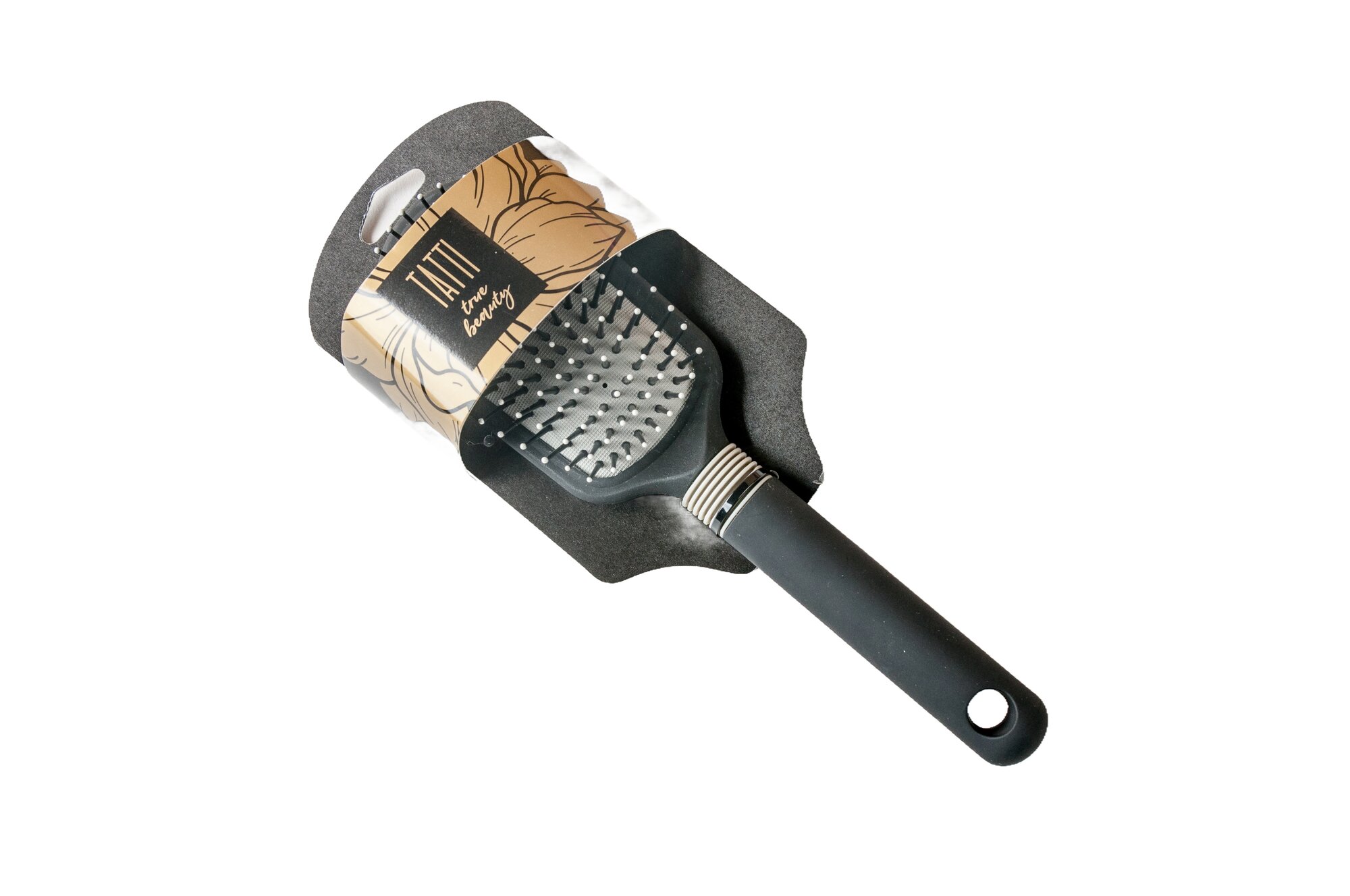 Расческа массажная Tatti, прямоугольная, 23.5x6.7x4см, черный и серый