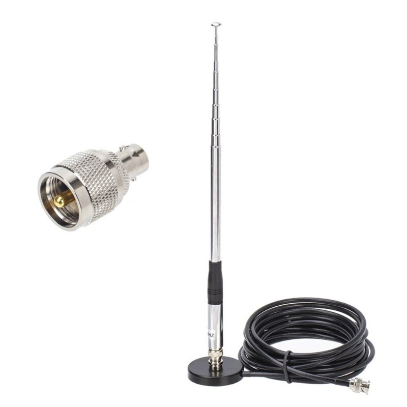 Телескопический Комплект Антенн 27 МГц BNC 9-51 дюйма, Коаксиальный кабель длиной 5 м, Подходящий для радиостанций CB, Включает Магнитное основание и адаптер PL259