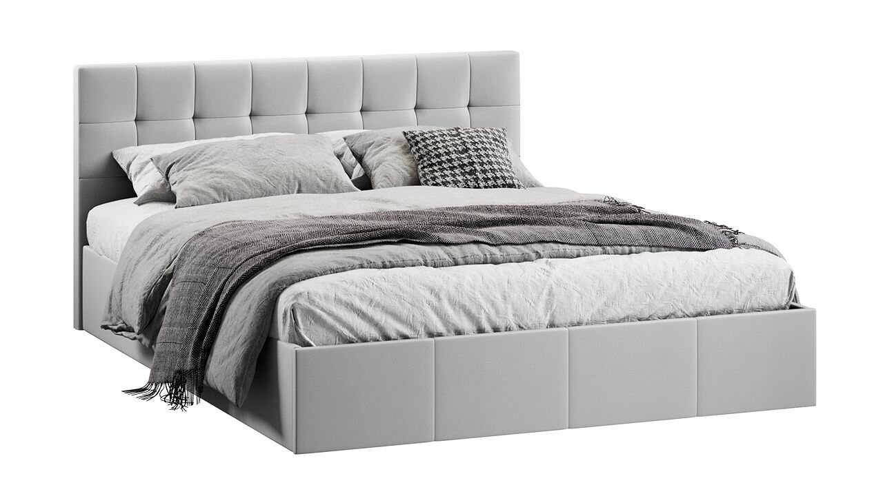 Кровать с ПМ Эмма (с подъемным механизмом) с заглушиной Велюр Confetti Silver