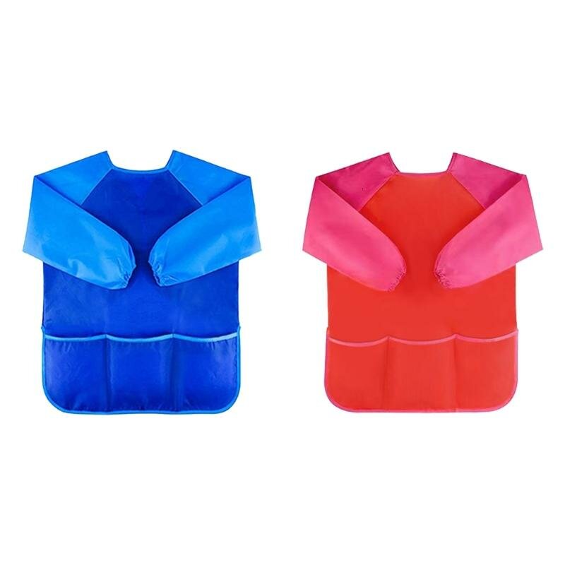 Детский художественный фартук (2 шт.), Большие красные и синие - S