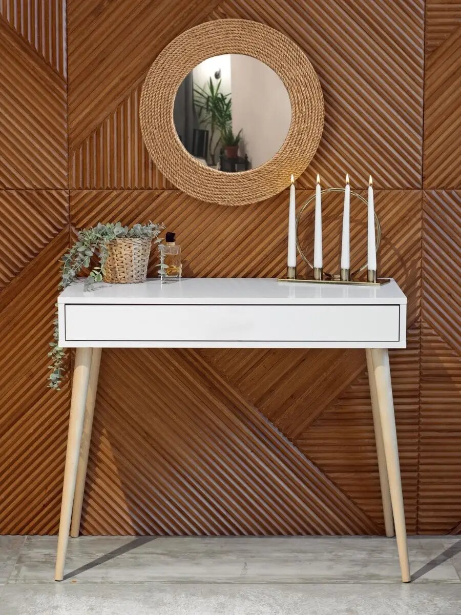 Туалетный столик с ящиком гримерный, для макияжа, с железными ножками, столик в комнату, стол прямоугольный, письменный