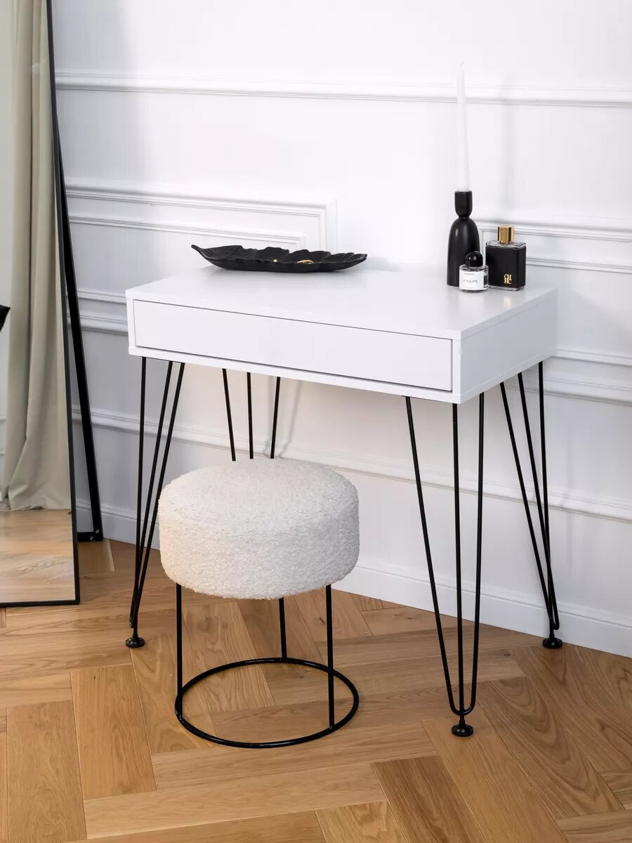 Туалетный столик с ящиком гримерный, для макияжа, с железными ножками, столик в комнату, стол прямоугольный, письменный