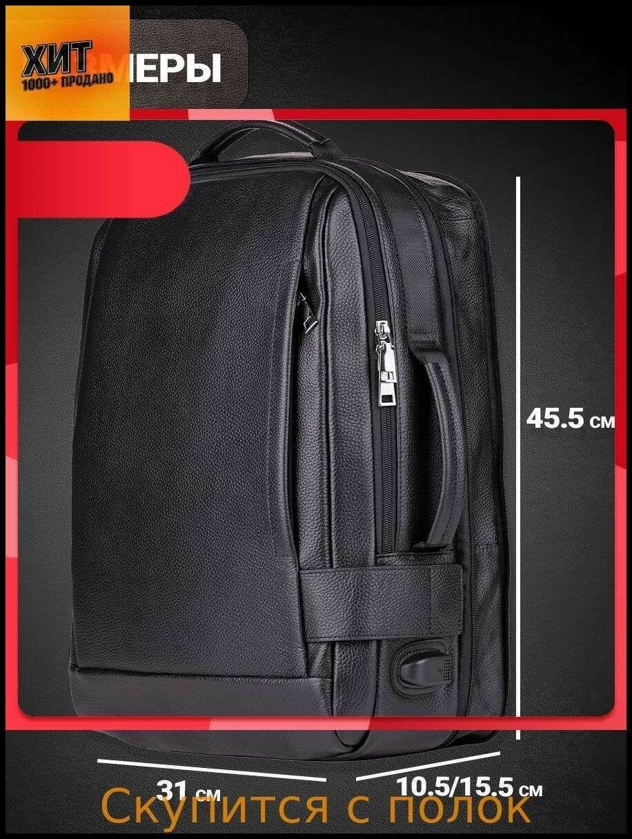 Хит продаж. Рюкзак кожаный черный трансформер