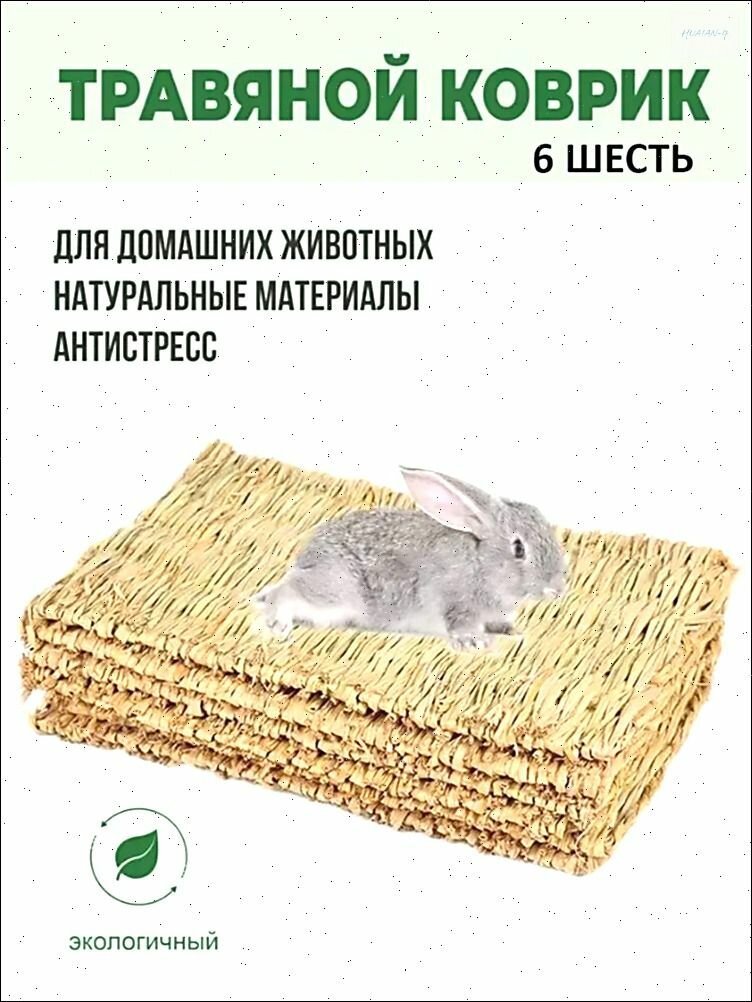 Коврики из соломы, Big Jungle, подстилка для грызунов, игрушки для грызунов и птиц, лежанка в клетку для кролика, сено, 6 шт
