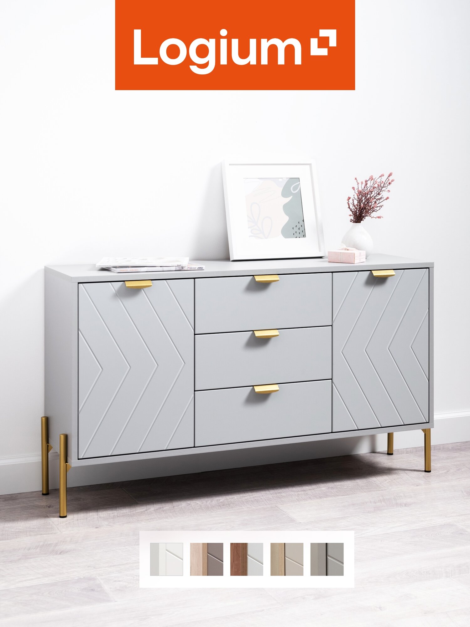 Комод для одежды большой, 119х34х67 см, Венеция 16.229.01, Шиншилла серая, Серый опал софт