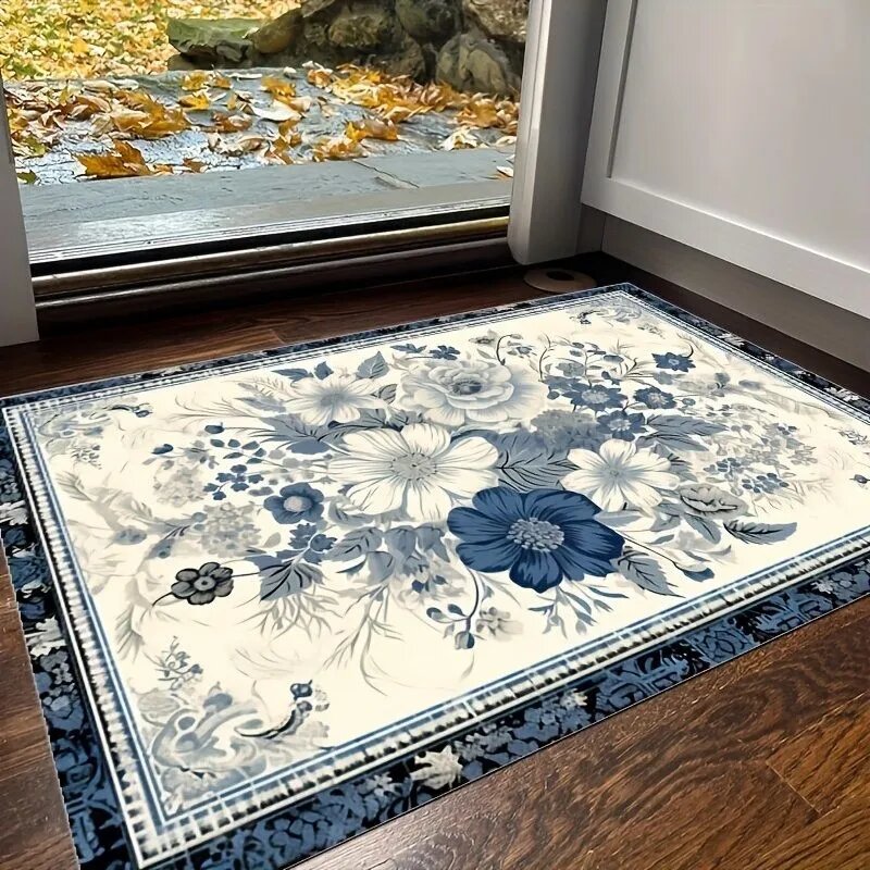 Ковер прямоугольный 150x100 см с цветочным узором из акрила