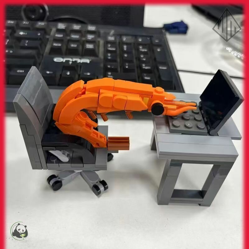 Пластиковый 3D-конструктор Креветка-мем , мини-кубики, развивающая головоломка для взрослых и детей