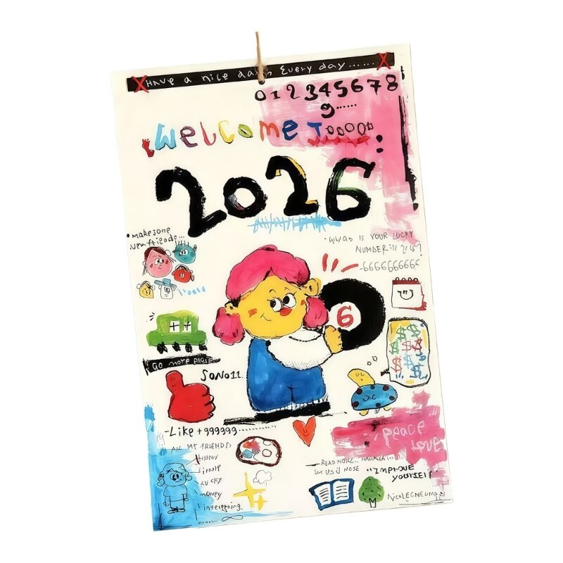 2026 Рисованные Каракули Настенный Календарь Уникальные Ежемесячные Художественные Иллюстрации Прекрасные Каракули Живопись Ежедневник