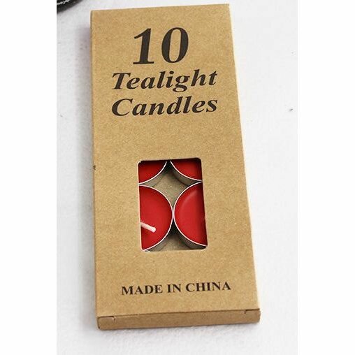 Набор чайных свечей Yiwu красные, крафт, круглые, 10 шт