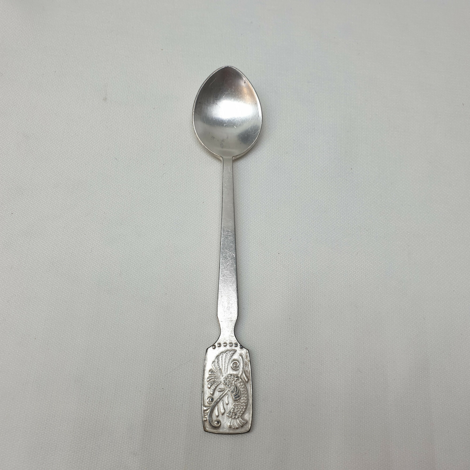 Винтажная чайная ложка Птичка, мельхиор. СССР