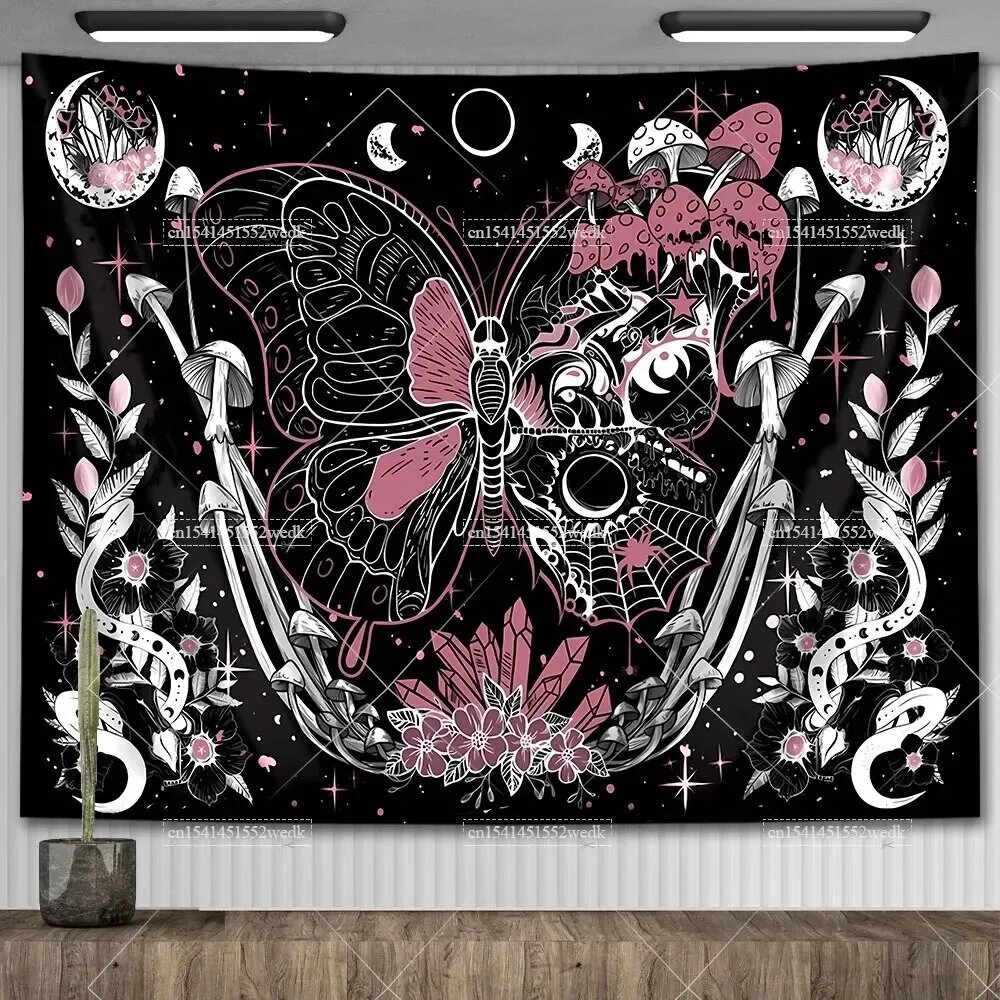 Готический гобелен FFO Skull Floral