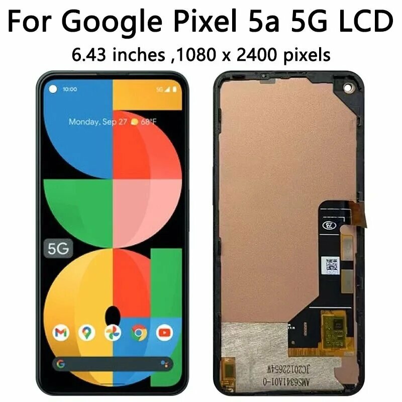 6,34-дюймовый TFT LCD-дисплей для Google Pixel 5A 5G, Pixel 5A, G1F8F, G4S1M, ЖК-дисплей с рамкой, детали в сборе с дигитайзерной панелью.