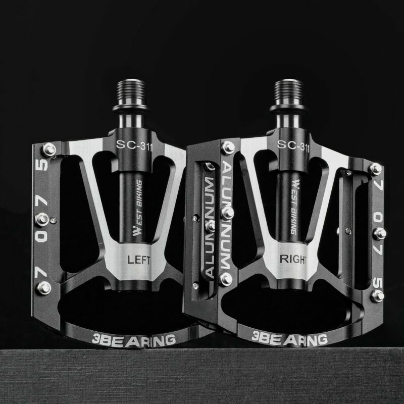 Педали для велосипеда алюминиевые 3 пром подшипника WEST BIKING SC311 красные