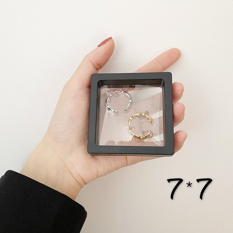 Черная коробка-подарок 7x7см для колец и серег, плавающая конструкция