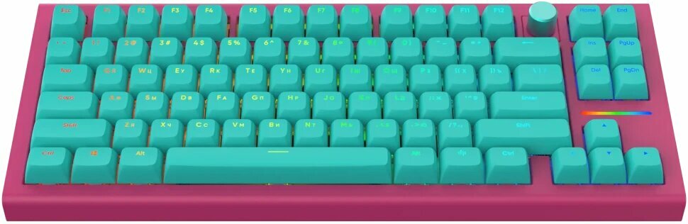 Клавиатура проводная IO by Red Square Type 84, механическая, бирюзовый/розовый