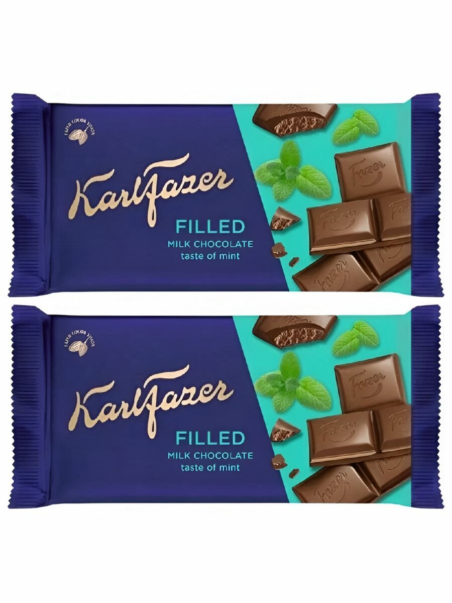 Шоколад Karl Fazer с мятой, 2шт по 121г