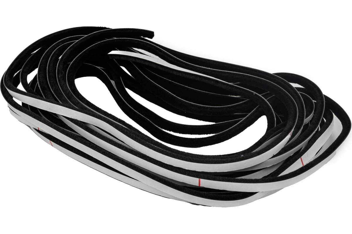 KOMFORT москитные системы Фетр уплотнитель для москитных сеток щеточный самоклеящийся 7 6 мм чёрный 10 м ФУМС5458