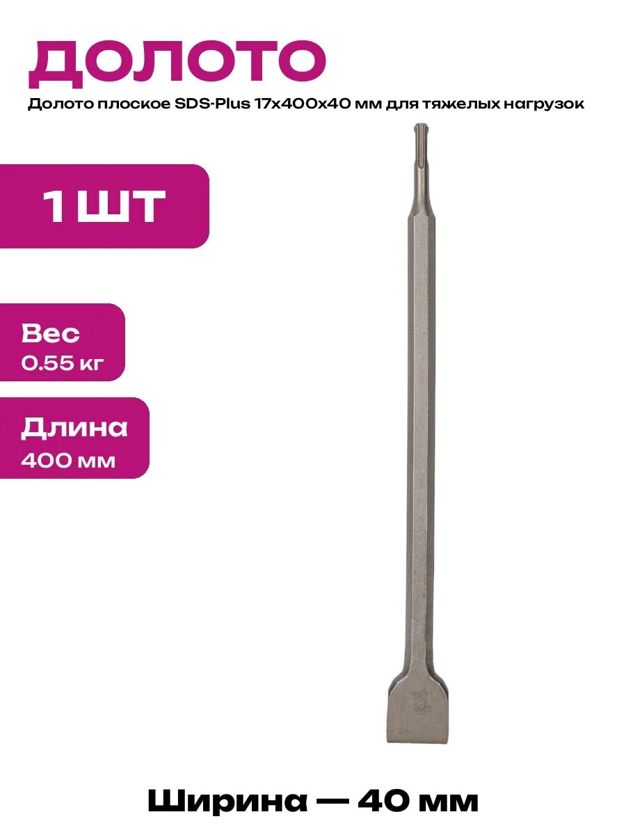 Лопатка SDS-Plus 17х400х40 мм для твердых материалов плоская