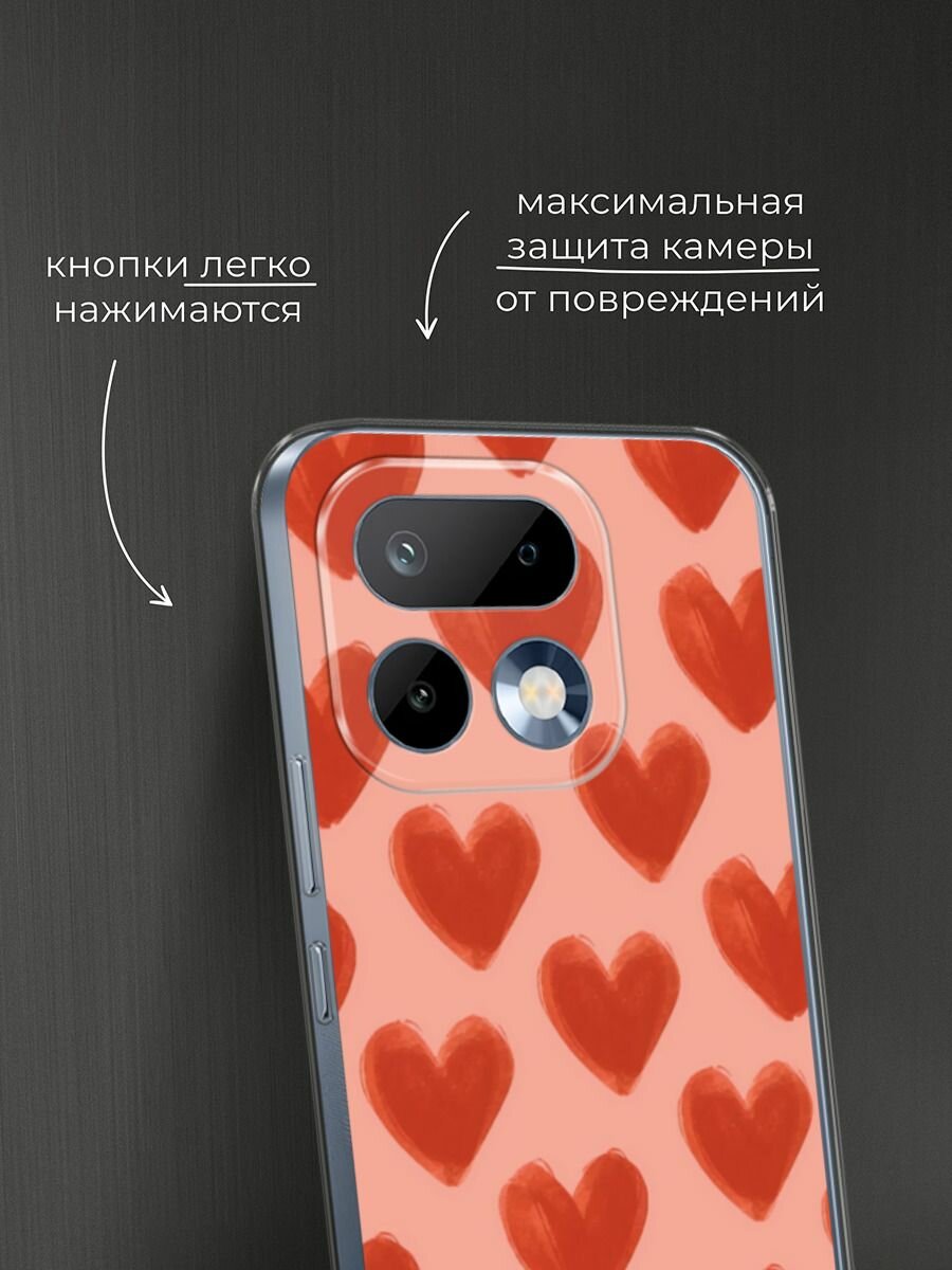 Чехол на Realme 16 Pro / Реалме 16 Про с принтом Алые сердца паттерн — фото 1