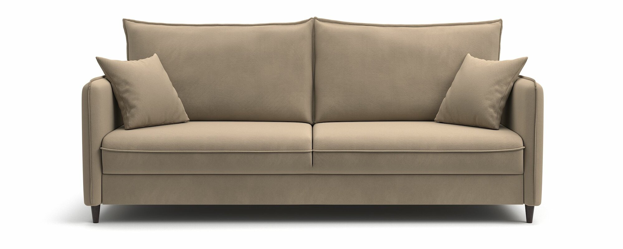 Диван-кровать PUSHE Фьорд New прямой, велюр, темно-бежевый Balance 290