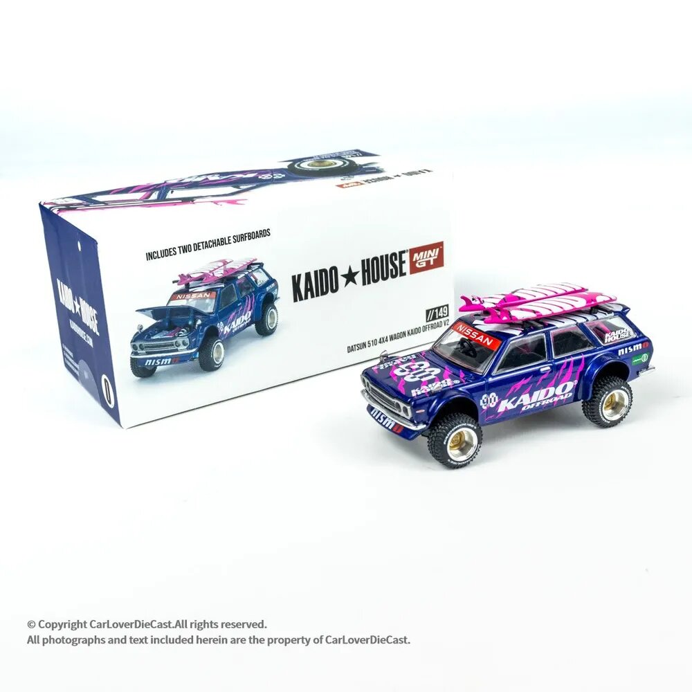 Машинка KAIDO HOUSE MINI GT 1/64 Datsun 510 4x4 Wagon Kaido Offroad V2 KHMG149 Die-cast Alloy Car Model Gift Toy